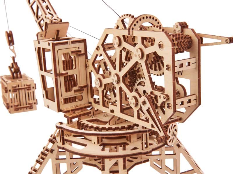 3D конструктор из дерева Wood Trick Кран с контейнером (237 деталей ...